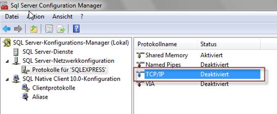 wenn TCP/IP deaktiviert ist, können Sie mit einemDoppelklick auf TCP/IP ...